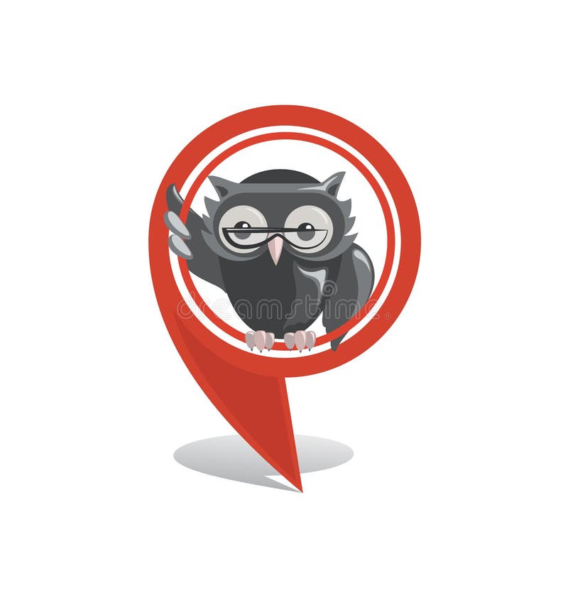 Red Location Marker and Owl. Stock Vector - Illustration of academic ...