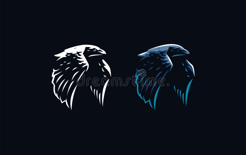 Minimalist Raven and Bear Logo Icon Vector Template, with Negative ...