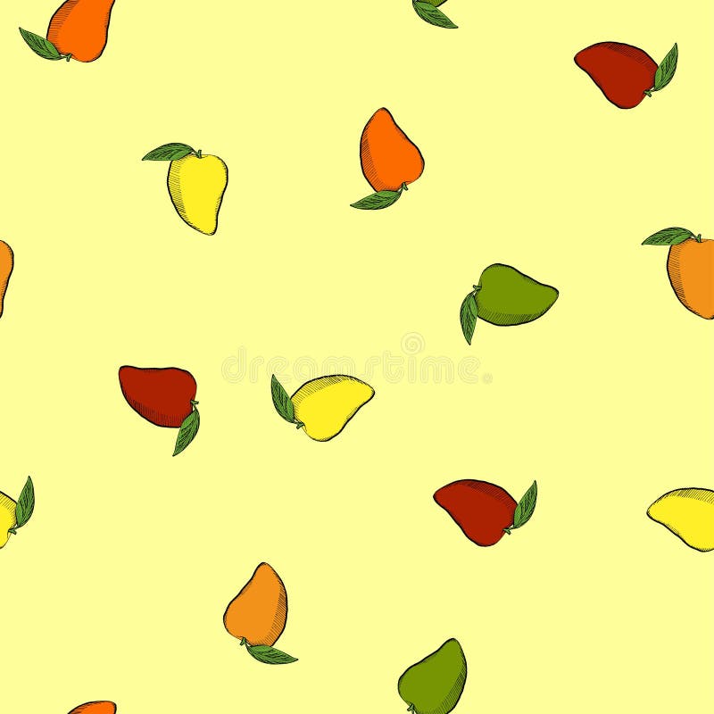 Calligraphy Mango on Yellow Background Pattern Stock Vector ...