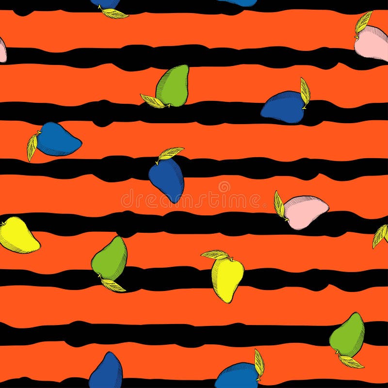 Calligraphy Mango with Red Strips Pattern Stock Vector - Illustration ...