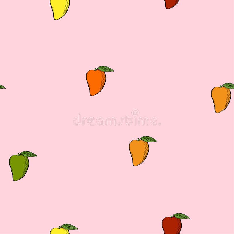 Calligraphy Mango on Pink Background Pattern Stock Vector ...