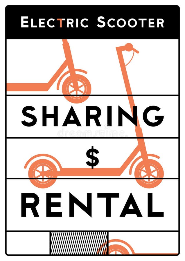 Electric Scooter Rental and Sharing Service Typographical Style Poster ...