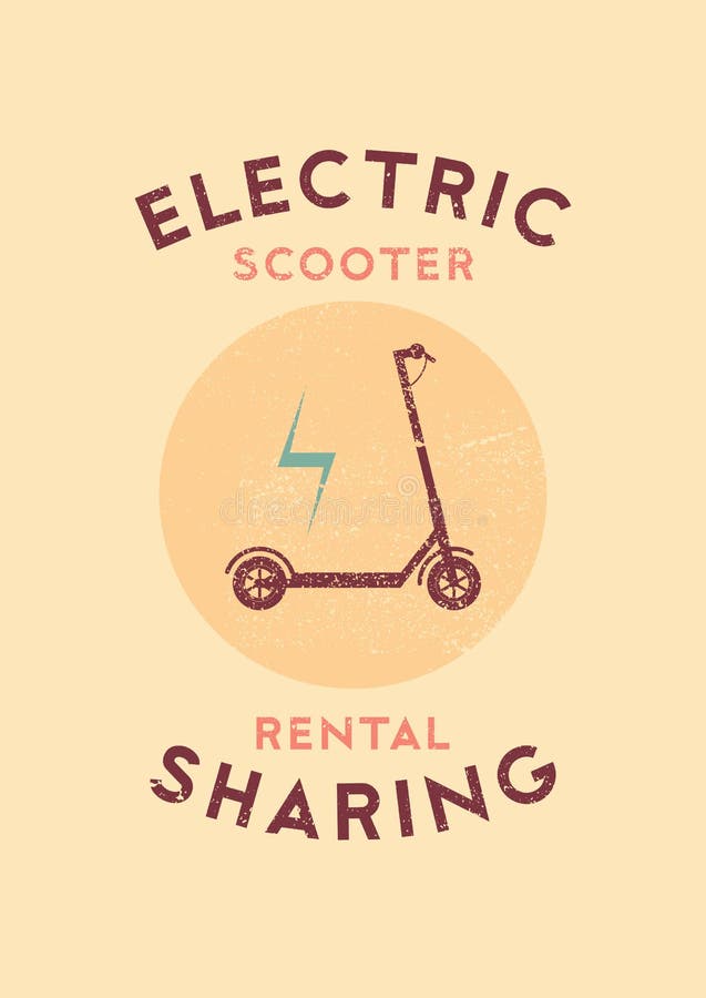 Electric Scooter Rental and Sharing Service Typographical Grunge Style ...