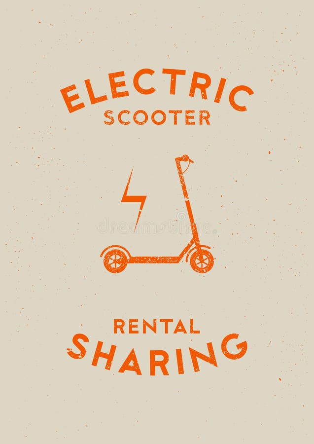 Electric Scooter Rental and Sharing Service Typographical Grunge Style ...