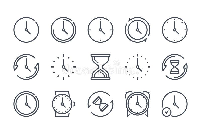 Time and Clock Related Line Vector Icon Set. Stock Vector ...