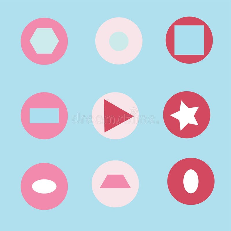 A Set of Colorful Icons Depicting Various Geometric Shapes Stock Vector ...