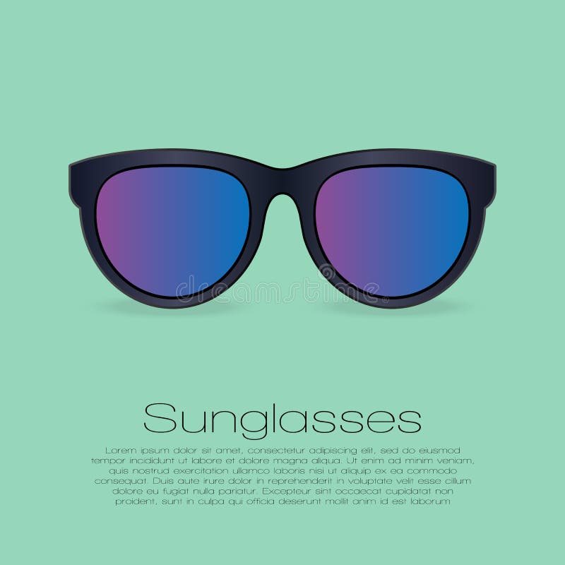 Black Sunglasses with Gradient Mirror Lens. Vector Isolated ...