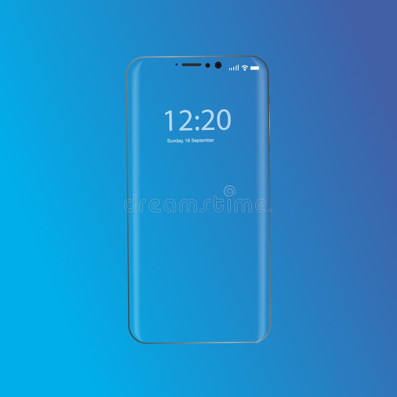 Realistic Popular Smartphone Back and Front View, Bright Blue Color ...