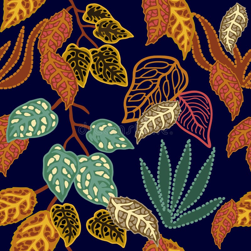 Seamless Vector Pattern with Dotted Leaves. Stock Vector - Illustration ...