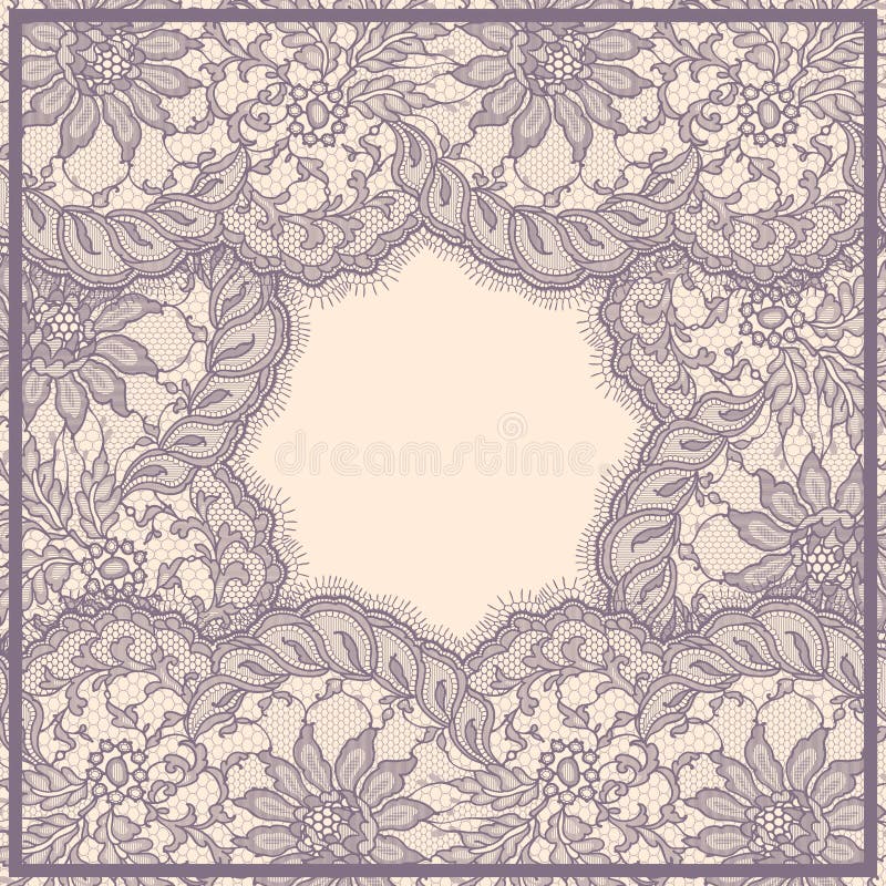 Vector Lace Frame. Pink Romantic Square Frame. Stock Vector ...