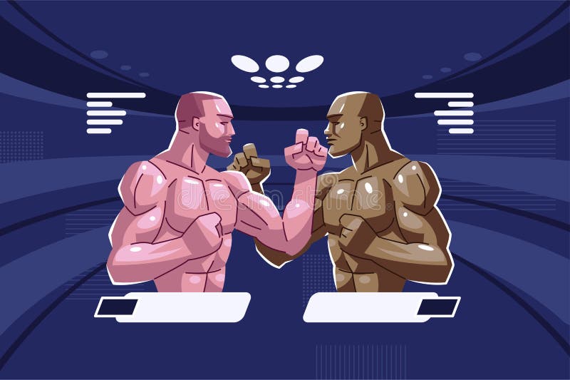 Staredown. Two Fighters Stand Opposite Each Other Stock Vector ...