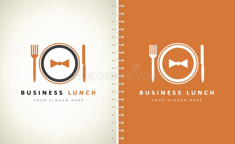 Business Lunch Logo. Plate, Fork, Knife and Bow Tie Stock Vector ...