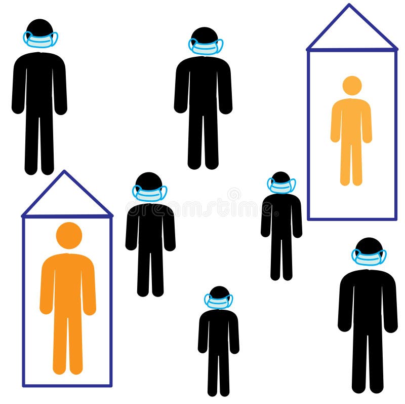 A Lot of Stick Man Wearing Protective Medical Masks from Coronavirus ...