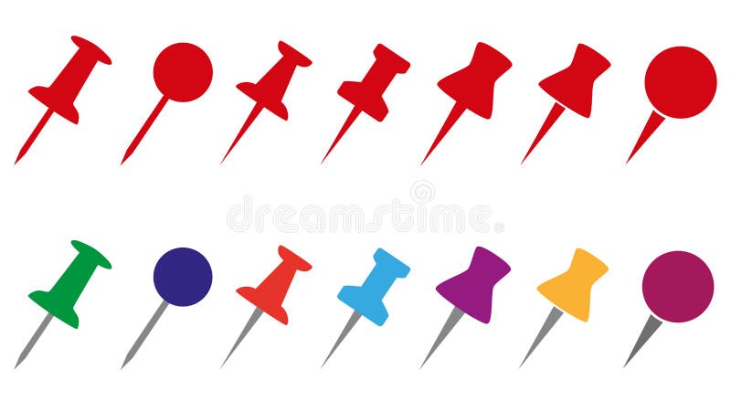 Set Push Pin Drawing Pin Sign Icons for Web Site, Page and Mobile App ...