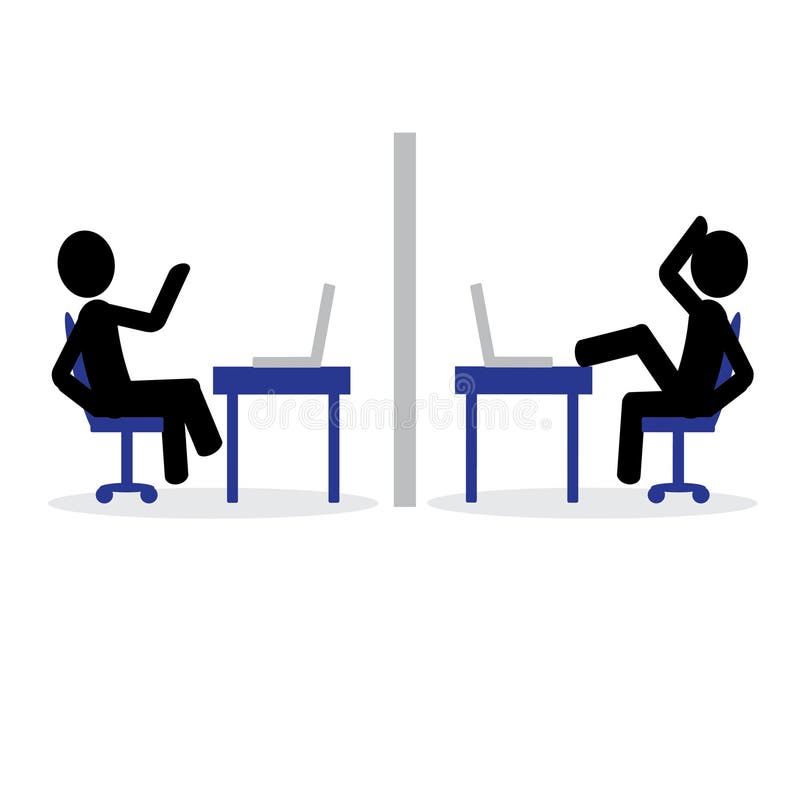 Stick Man is an Office Worker. Social Distancing Concept of Protection ...