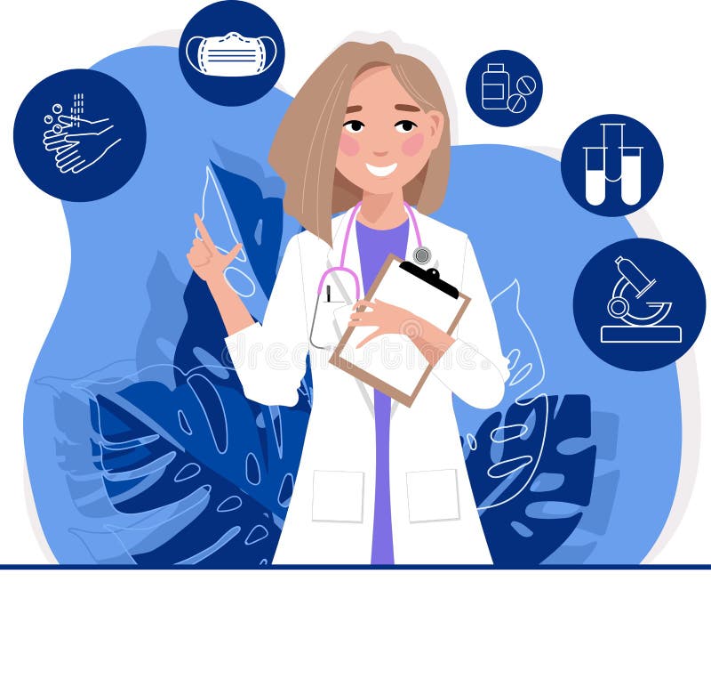 Virtual Doctor App Flat Illustration. Stock Vector - Illustration of ...