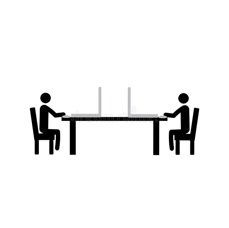 People Work on Laptops. Social Distancing. Keep a Distance of 2 Meters ...