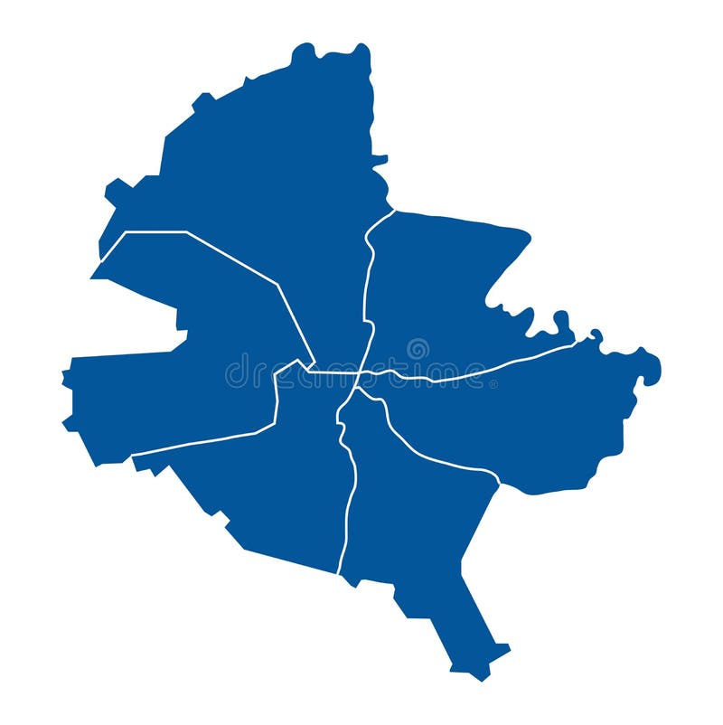 Outline Blue Map of Bucharest Stock Illustration - Illustration of city ...