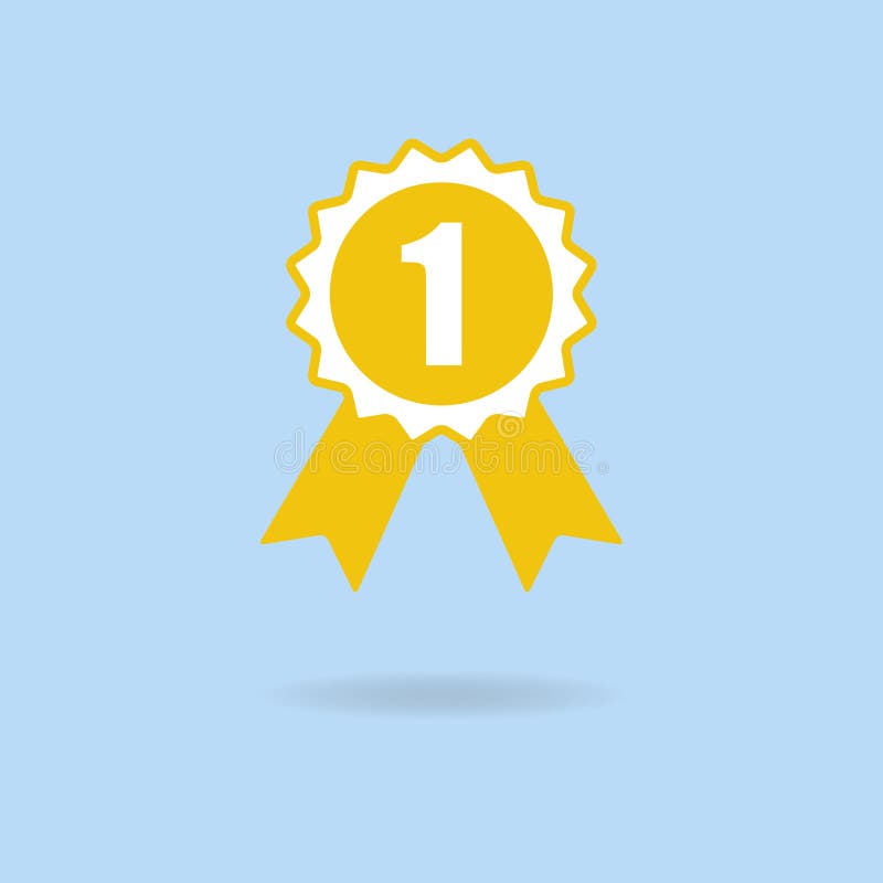 Award Ribbon or Gold Medal Icon or Sign. First Place Label. Vector ...