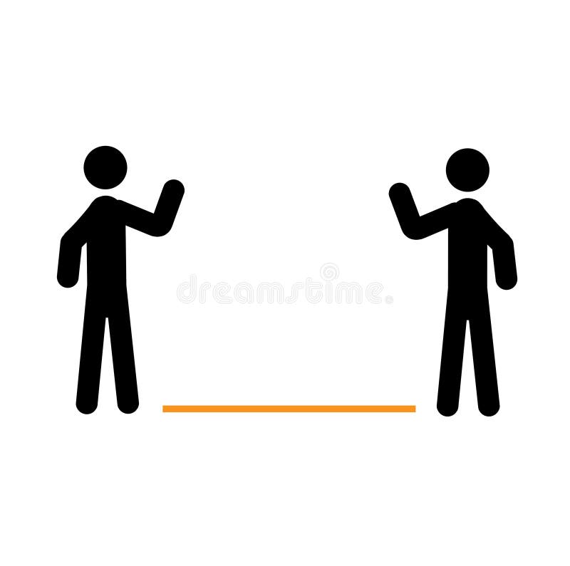 Stick Man Keeps a Distance during a Meeting in a Restaurant. Prevention ...