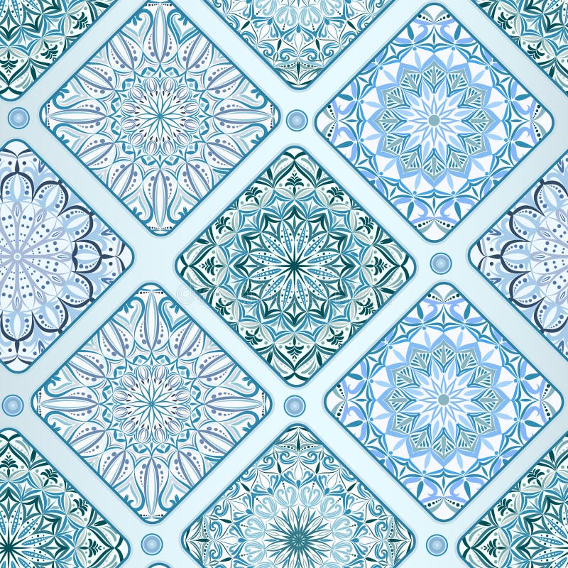 Set of blue mandalas. stock vector. Illustration of middle - 84752682