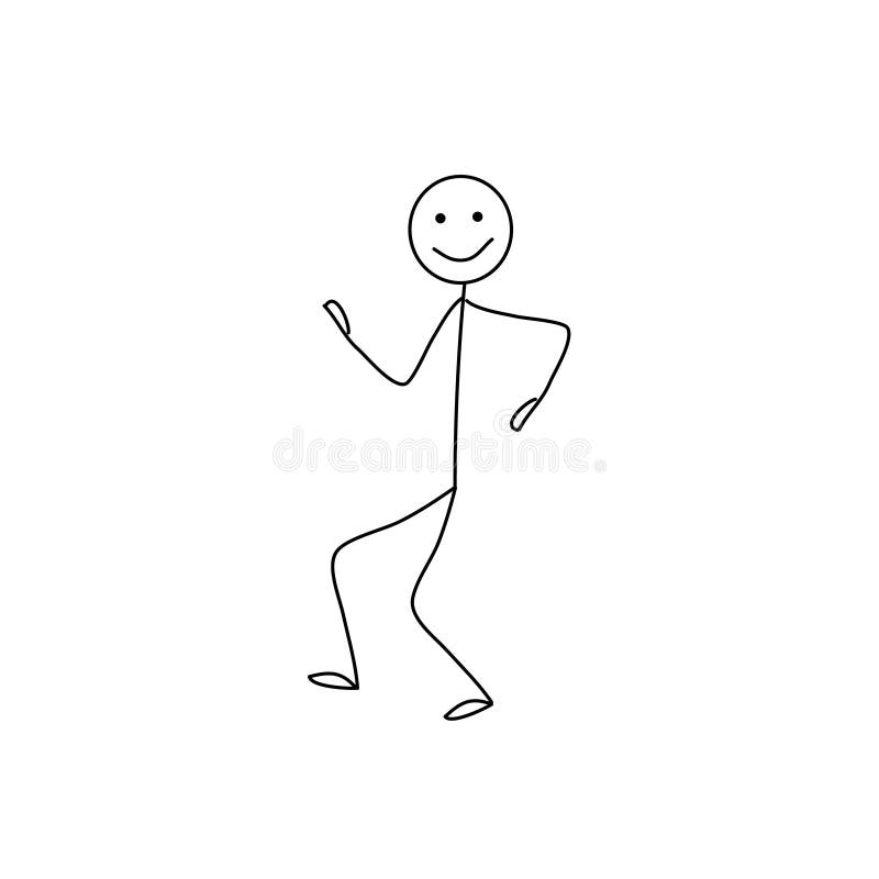 Happy Dancing Stick Man Isolated On White Backgroun Stock Vector ...