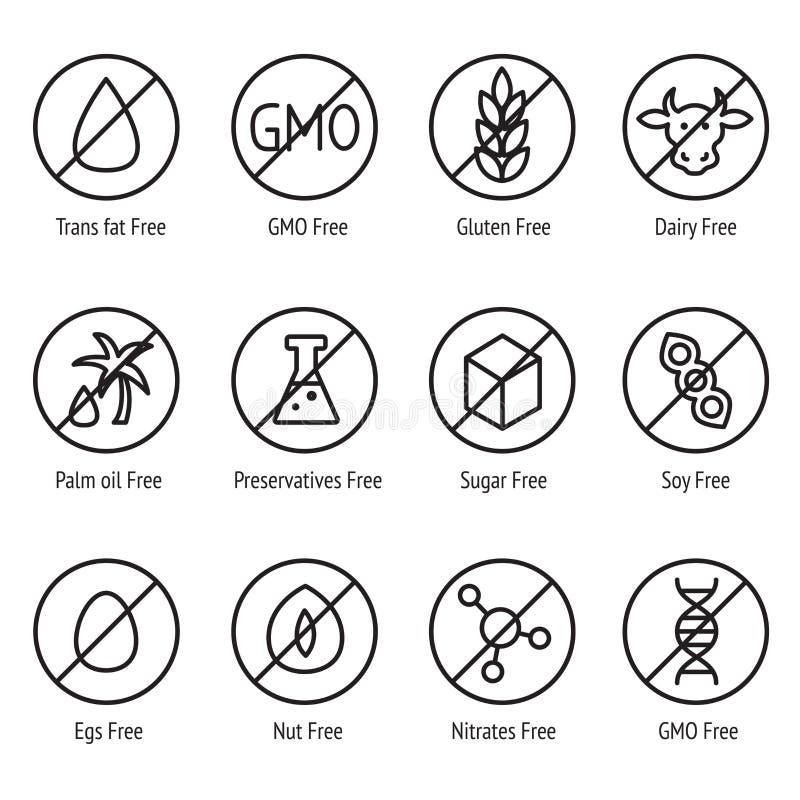 Warning Icons for Products. Signs Inform about the Absence of Sugar ...