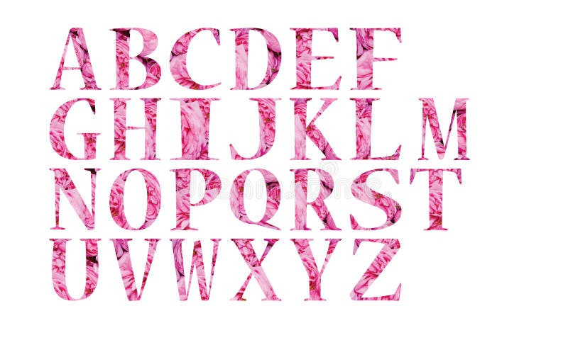 The Pink Alphabet is Carved from Flower Bunots. Wedding Alphabet ...