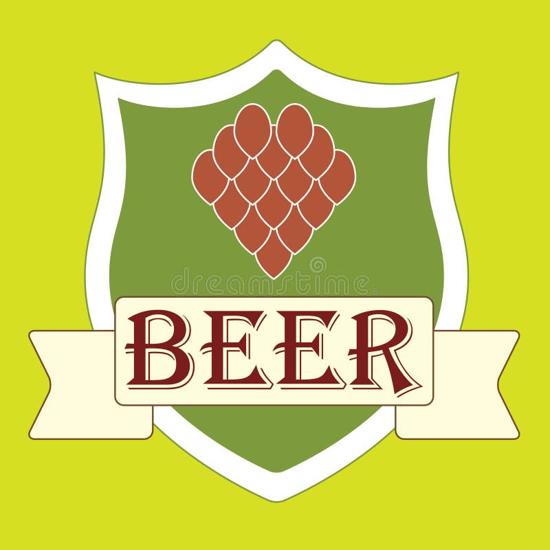 Beer Label or Emblem with Shield and Ribbon. Colorful Vector ...