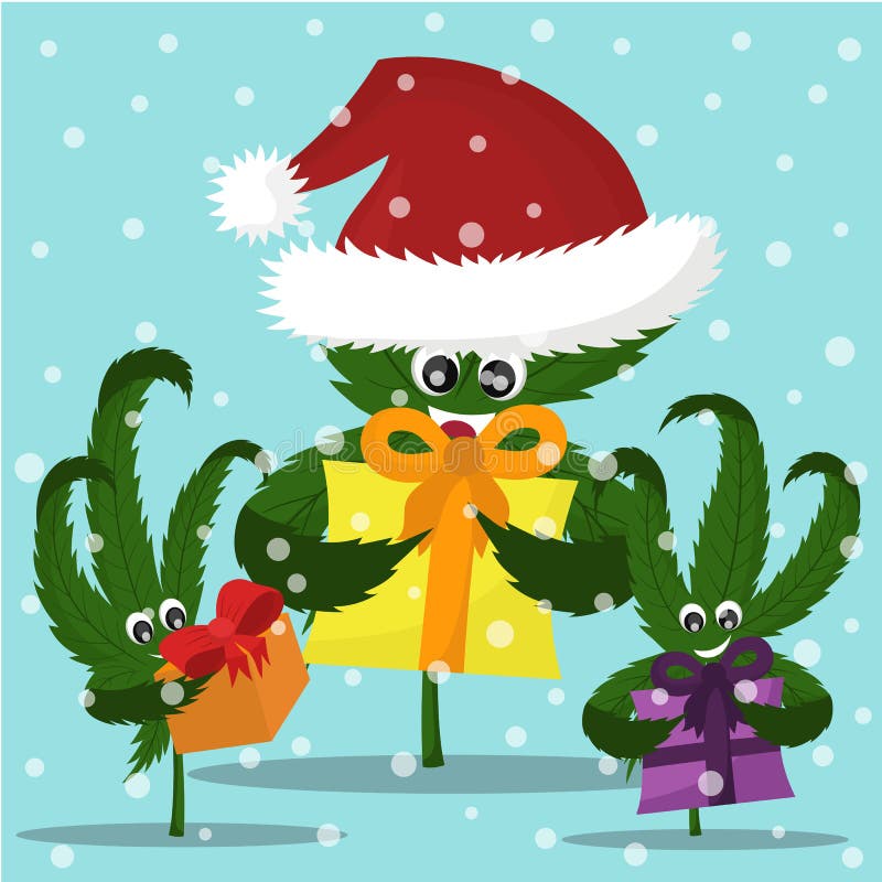 Christmas cannabis. stock vector. Illustration of medicine - 191378286