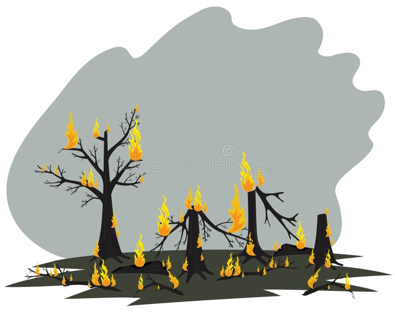 Trees in the Fire. Forest Fire Stock Vector - Illustration of burn ...