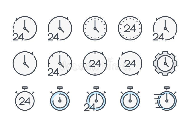 Time and Clock Related Line Vector Icon Set. Stock Vector ...