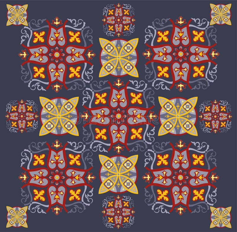 Blue Floral Pattern on the Royal Blue Background Stock Illustration ...