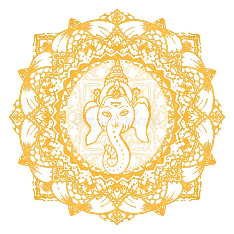 Vector Illustration of a Golden Mandala. the Head of the Hindu God ...
