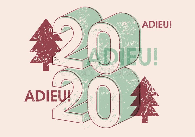 Adieu 2020. Typographic Vintage Grunge Style Christmas Card or Poster ...