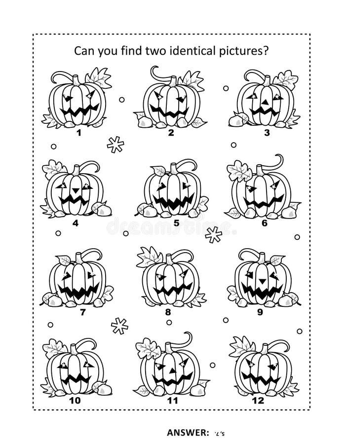 Halloween Find the 7 Differences Visual Puzzle Stock Vector ...