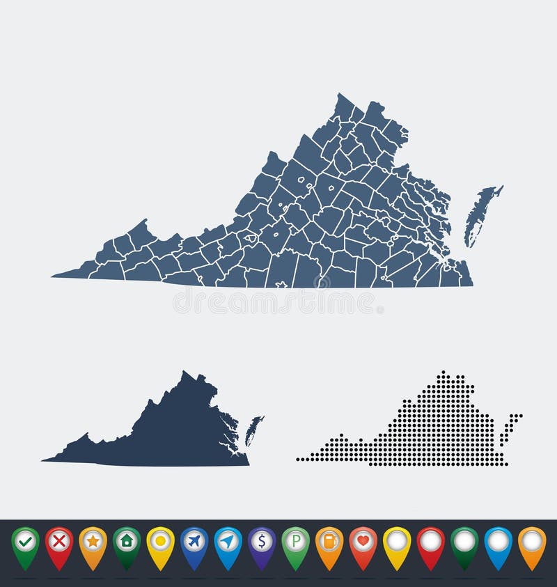 Map of Virginia state stock illustration. Illustration of topography ...