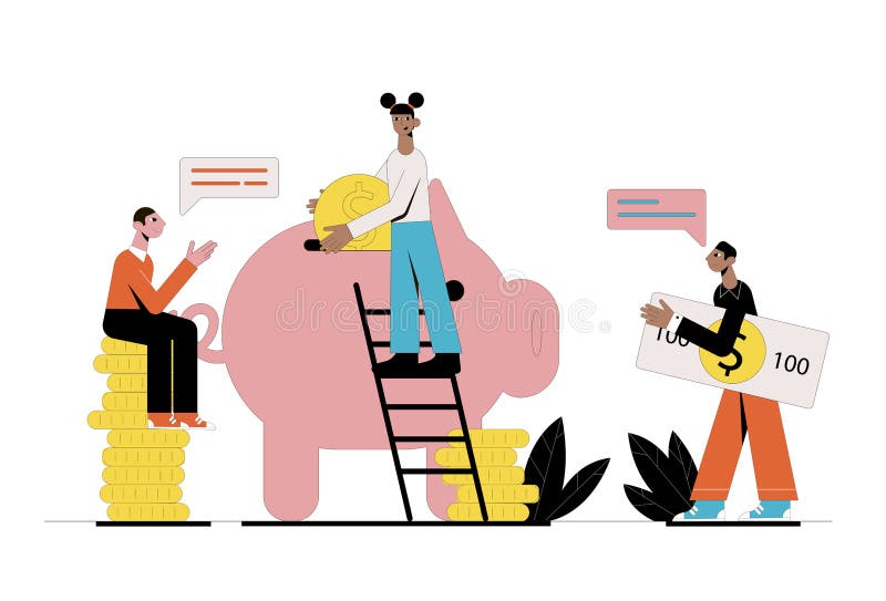 Vector Illustration. Business Concept. Saving or Accumulating Money ...