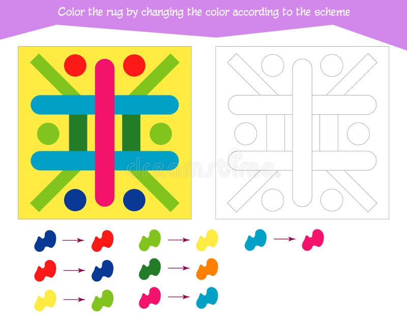 Game for the Development of Logical Thinking. Color the Rug by Changing ...