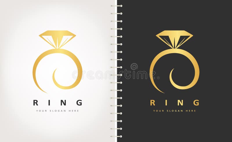 Golden Ring Logo Vector Design. Wedding Ring Vector Logo Stock Vector ...