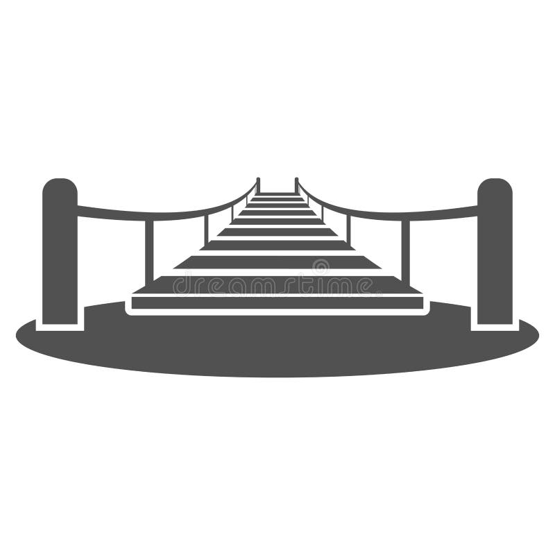 Wooden Suspended Bridge Over the Ravine Icon in Flat Style. Stock ...