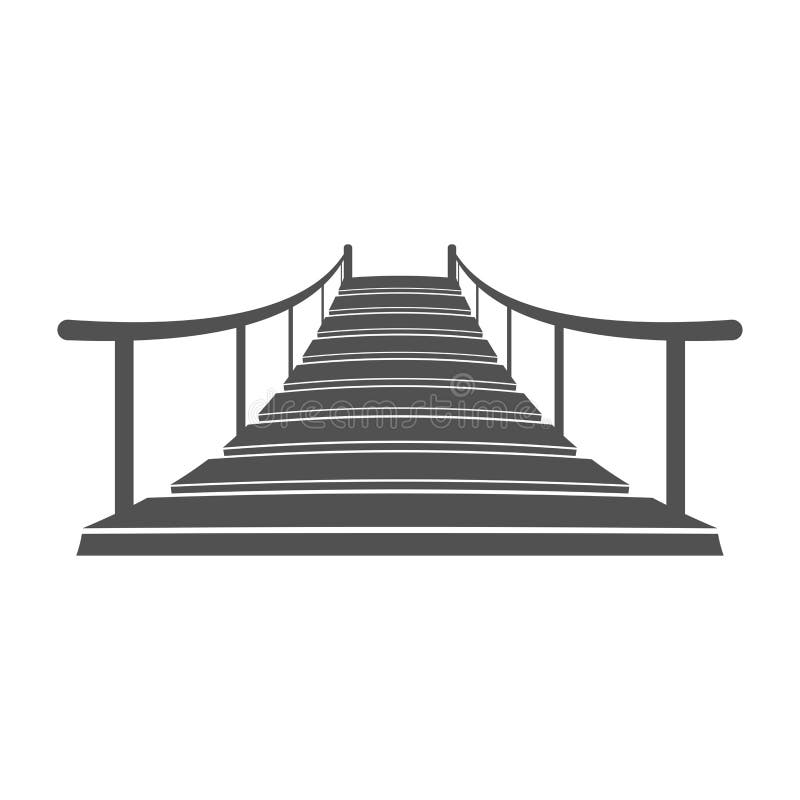 Wooden Suspended Bridge Over the Ravine Icon in Flat Style. Stock ...