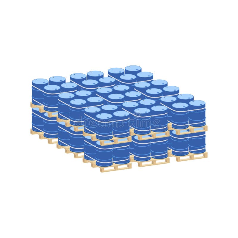 Metal Barrels on a Pallet.Vector Isometric. Stock Vector - Illustration ...