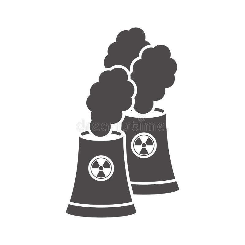 Nuclear Power Plant Towers Icon. Stock Vector - Illustration of cooling ...