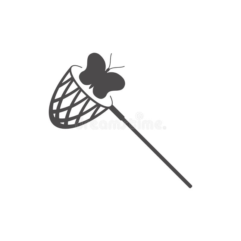 Catching Butterflies with a Butterfly Net Icon in Flat Style. Stock ...