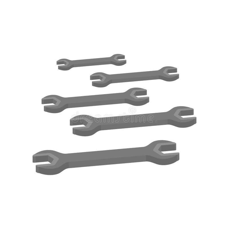 Set of Wrenches.Vector Isometric. Stock Vector - Illustration of vector ...