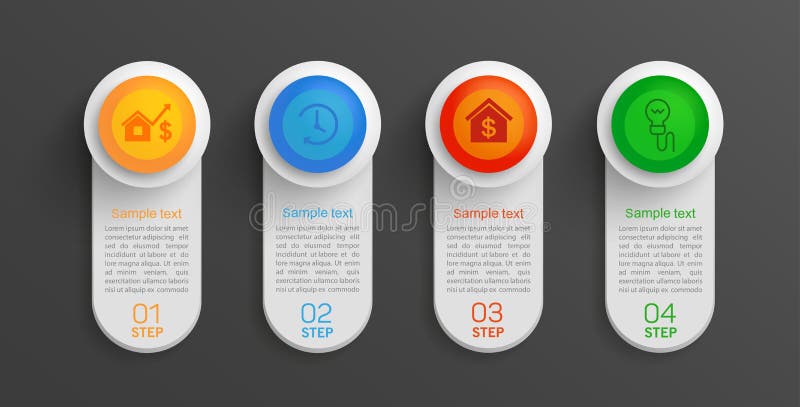 Business Information Infographic Banners with Icons and 4 Options Stock ...