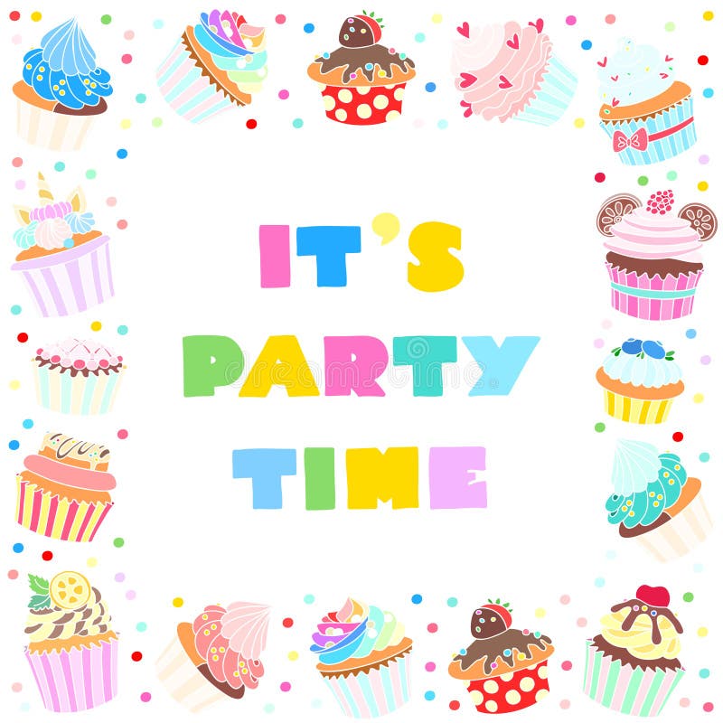 It`s party time stock vector. Illustration of baking - 212788468