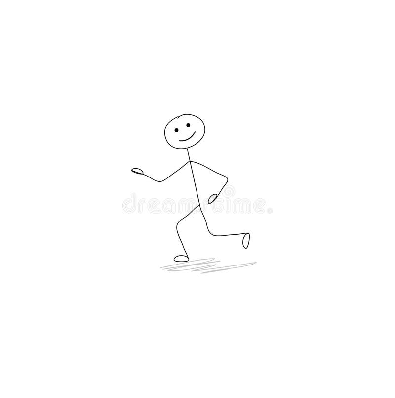 Happy Little Stick Man Runs Stock Vector - Illustration of people ...