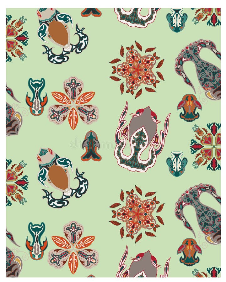 Seamless Patterns with Trees and Flowers Stock Vector - Illustration of ...